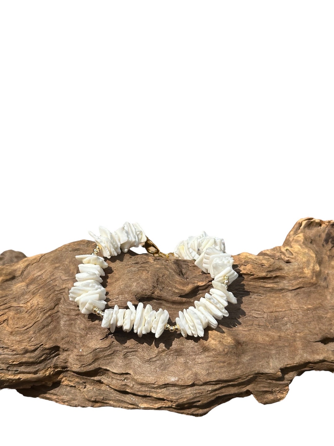 White Shell Beaded Bracelet - Etsy