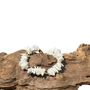 White Shell Beaded Bracelet - Etsy