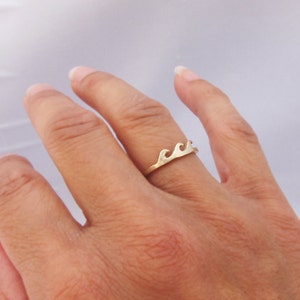 Gold Wave Ring, Sea Inspired Nature Jewelry, Ocean Stack Ring, Nautical ...