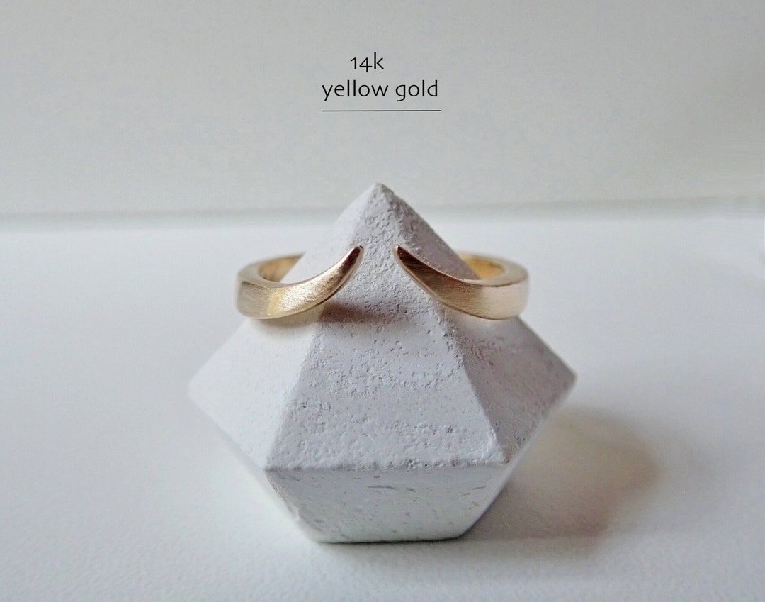 Open Wedding Band Chevron Wedding Ring Pointed Gold Stack Ring - Etsy