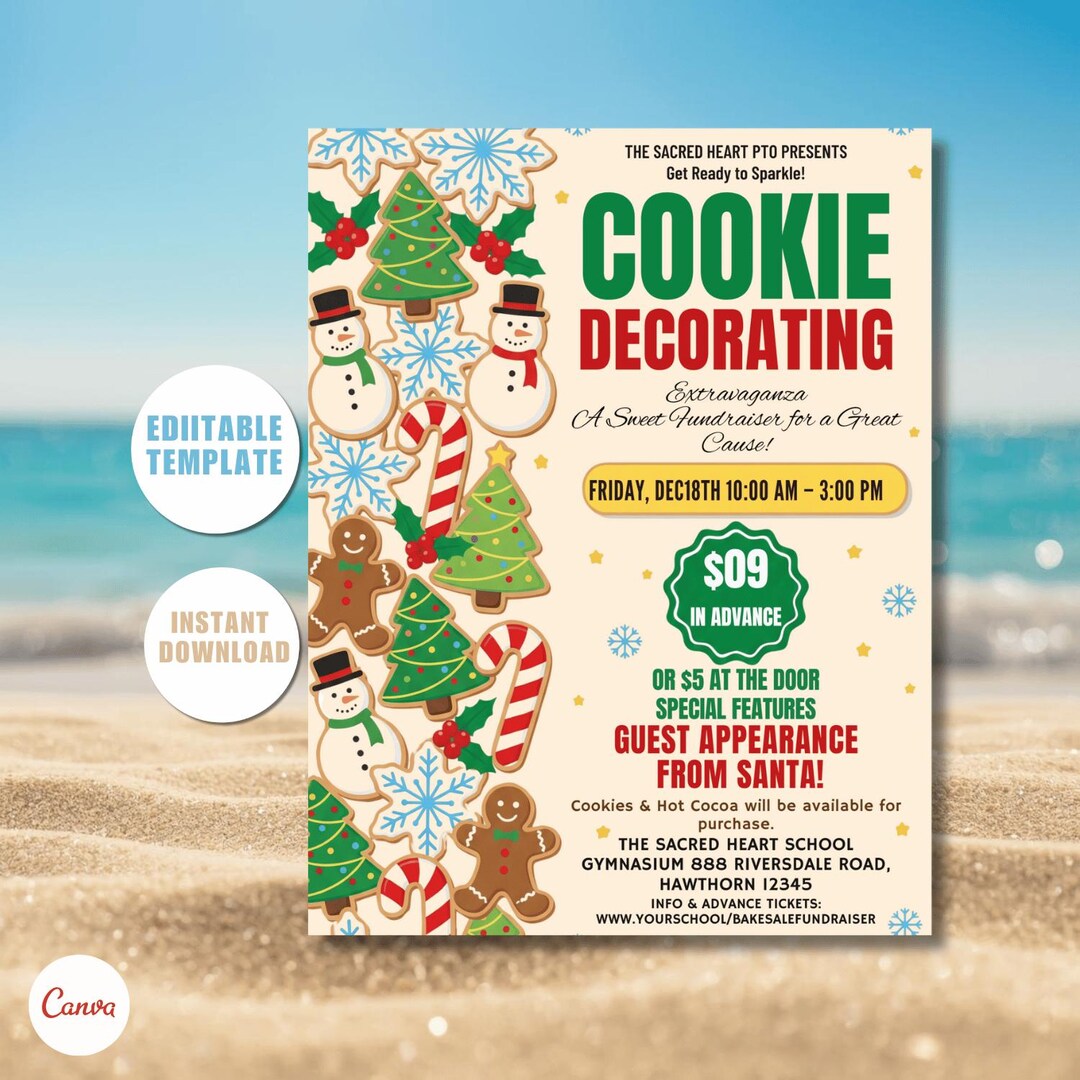 EDITABLE Cookie Decorating Fundraiser Flyer, PTA PTO Holiday Fundraiser ...