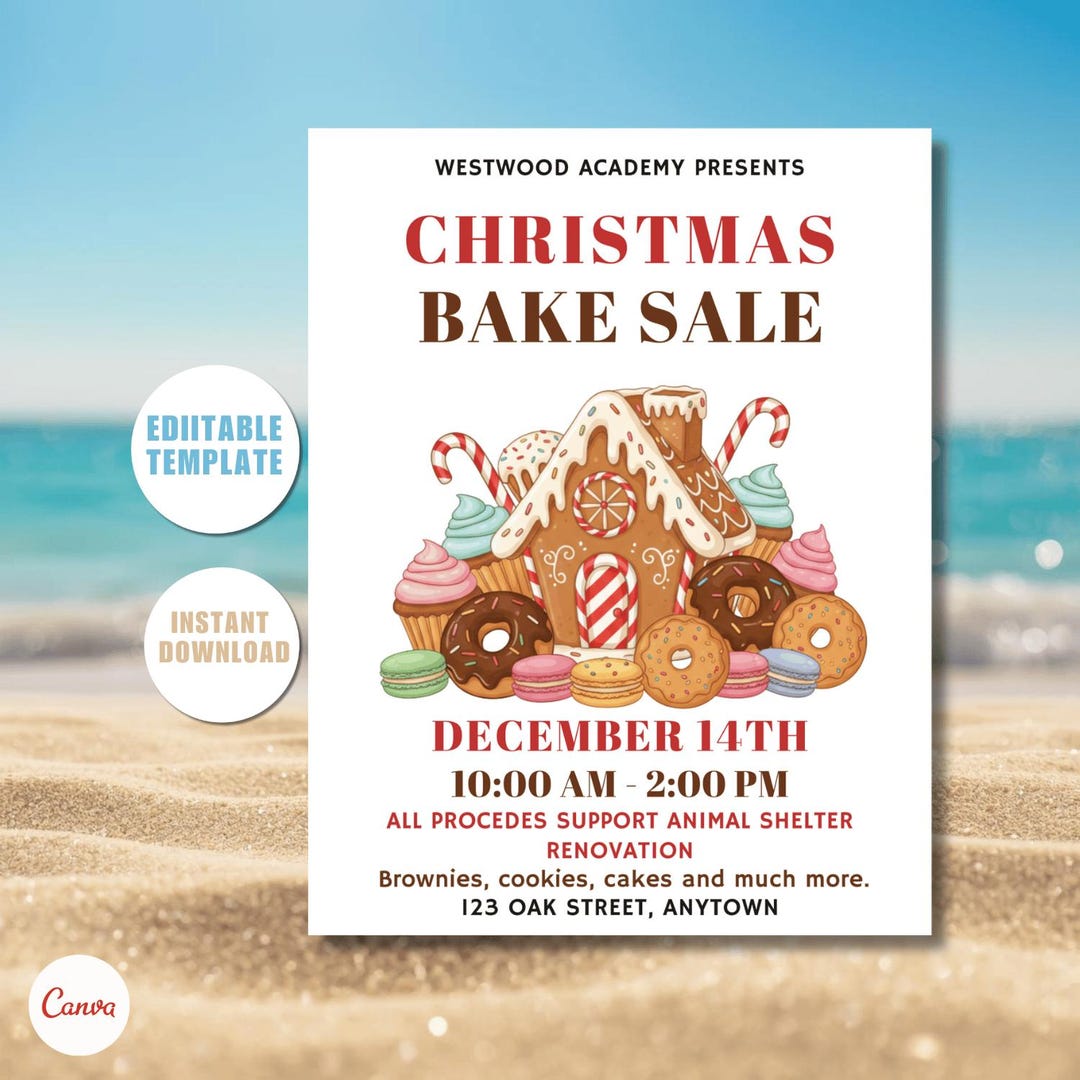 Christmas Bake Sale Flyer, Bakery Flyer, Sweet Treats Flyer, Christmas ...