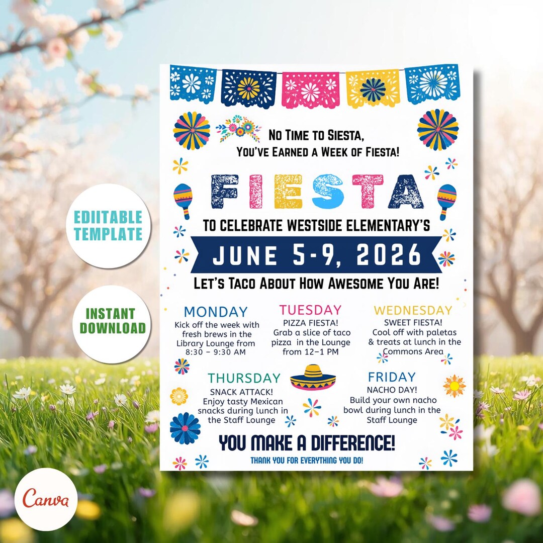 Editable Fiesta Parent Newsletter: Teacher Appreciation Canva Template ...