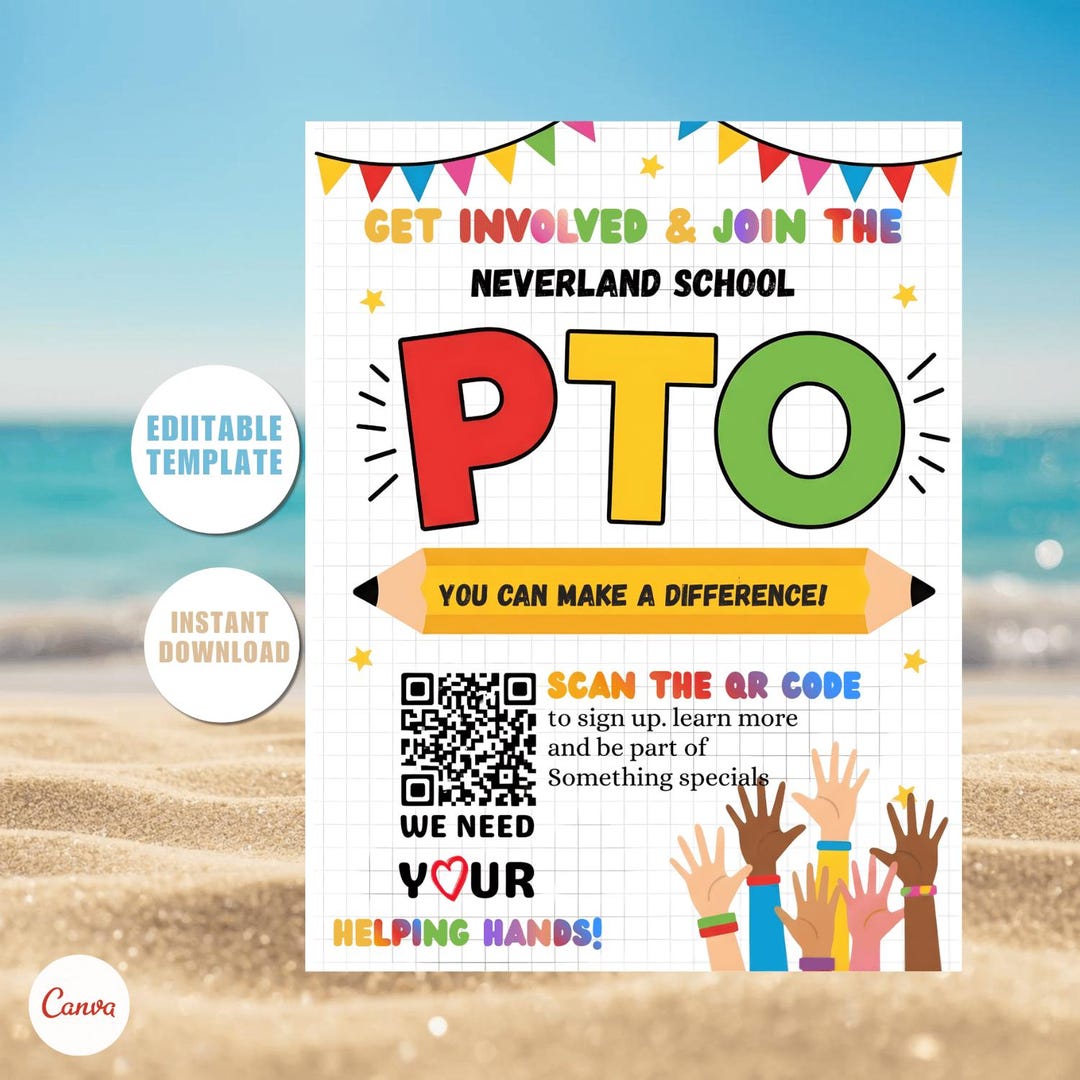 Editable School PTO PTA Flyer Template, Canva Printable (digital ...