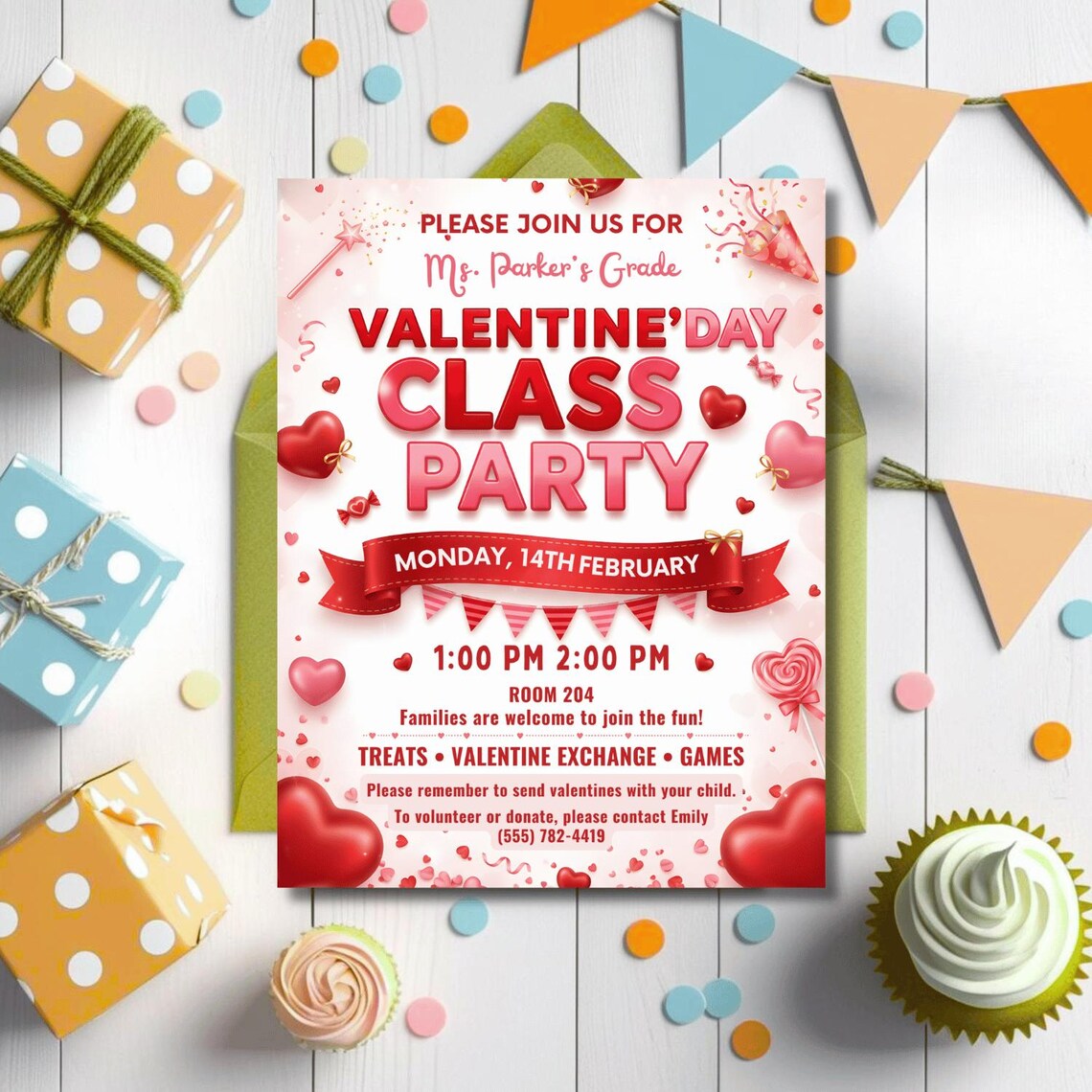 Editable Valentines Class Party Flyer, Elementary School Flyer ...
