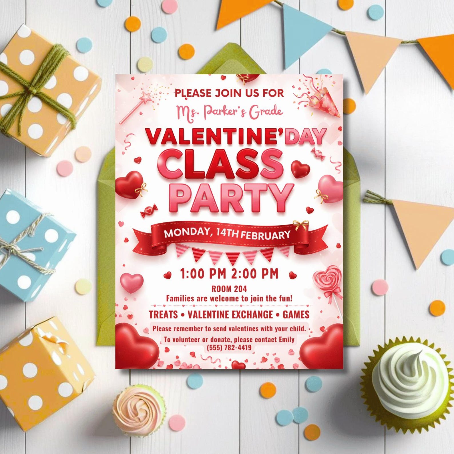 Editable Valentines Class Party Flyer, Elementary School Flyer ...