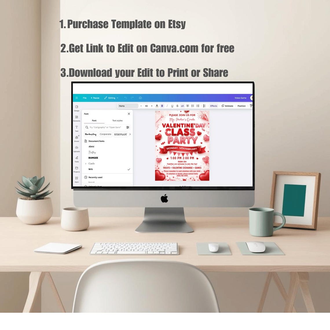 Editable Valentines Class Party Flyer, Elementary School Flyer ...
