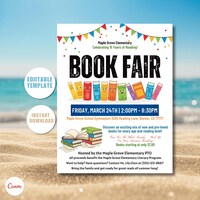 Read America Book Drive Flyer Printable Library School PTO PTA Literacy ...