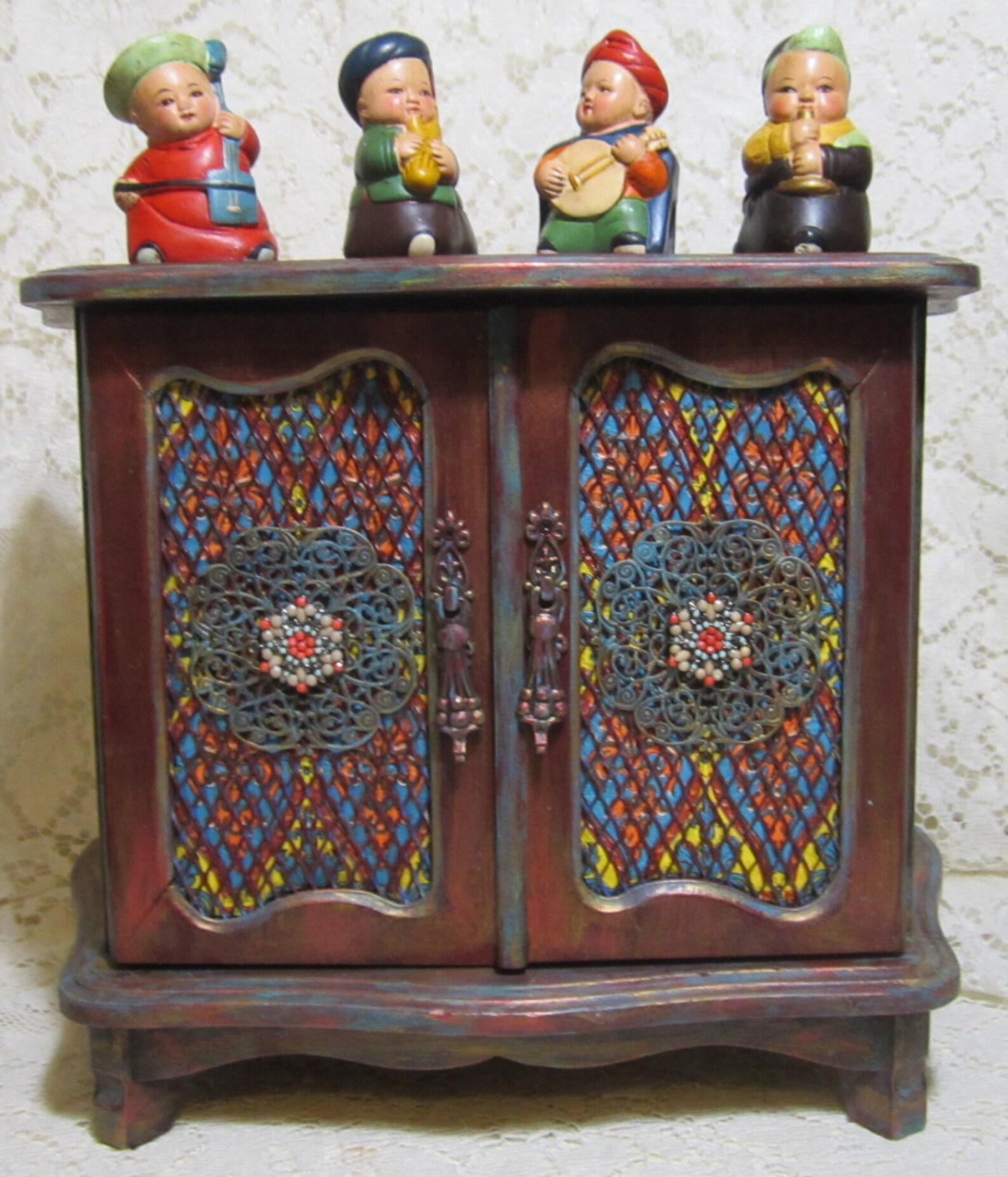 Vintage Shrine Niche Shadow Box With Buddha Statue Hand Painted ...