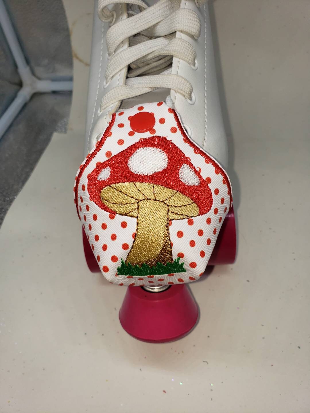 Red Mushroom Embroidered Toe Guards One Pair for Roller - Etsy