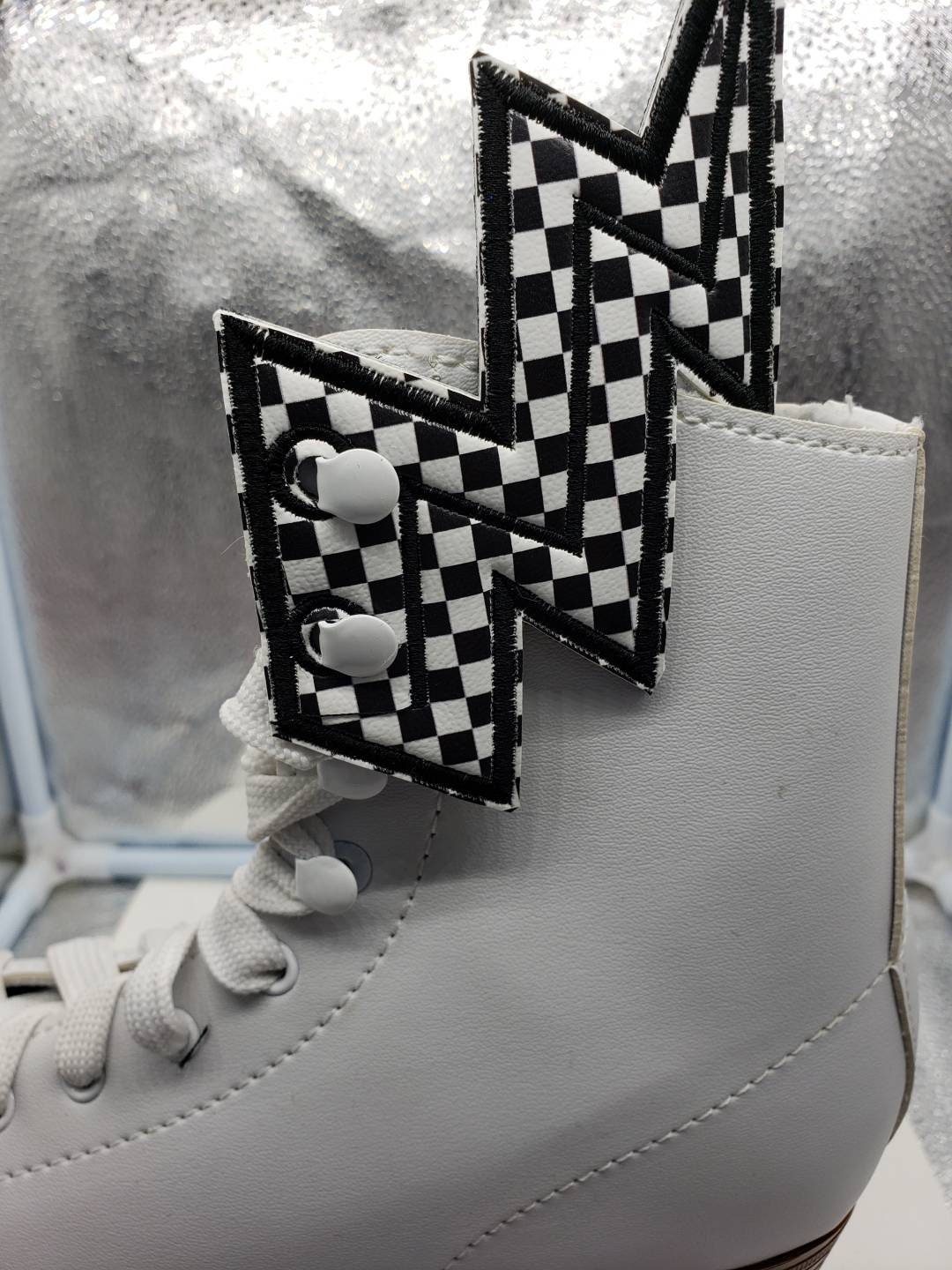 Checkerboard Lightning Bolt Skate Wings for Boots, Skates Vegan Faux ...