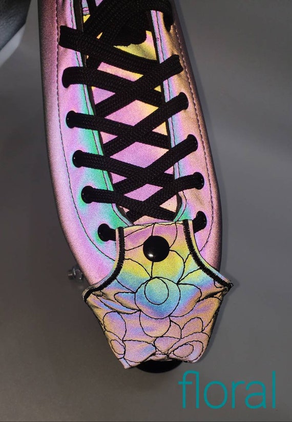 Black Rainbow Reflective Toe Guards With Black Flower - Etsy