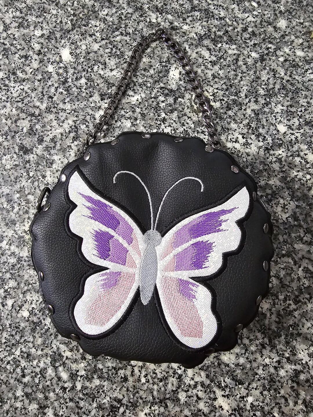 Butterfly Iridescent Rivet Purse handmade Applique on Vinyl - Etsy