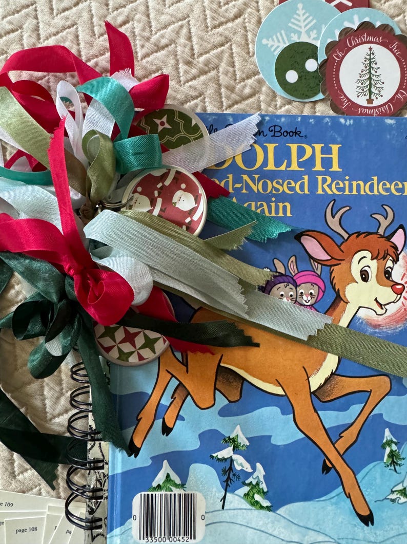 Rudolph Repurposed Little Golden Book W/ Ephemera. - Etsy