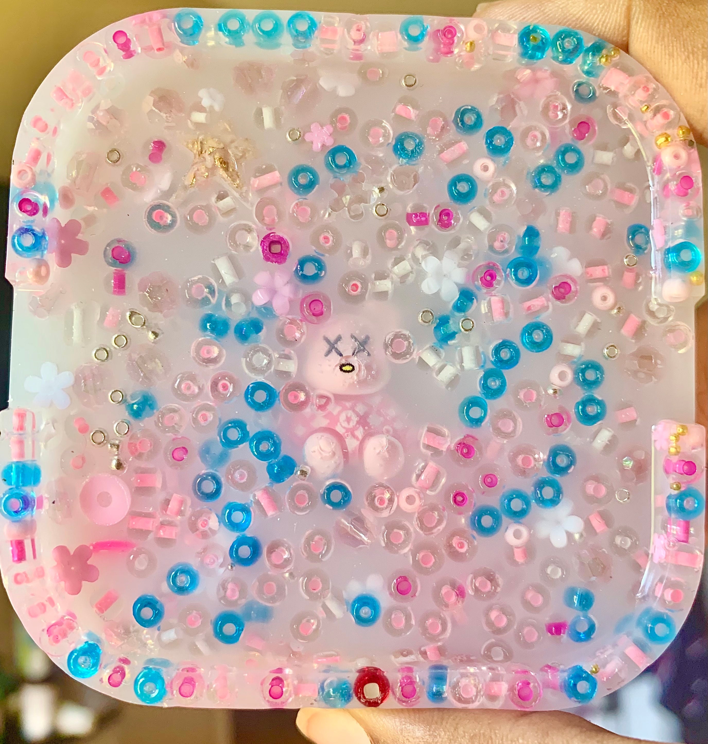 Pretty in Pink Bear Pick Pad,square Silicone Picking Pad, Rubber Skin ...