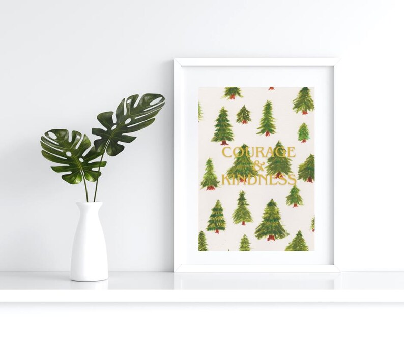 Courage Kindness Print | Woodland Watercolor Tree Wall Art (digital ...