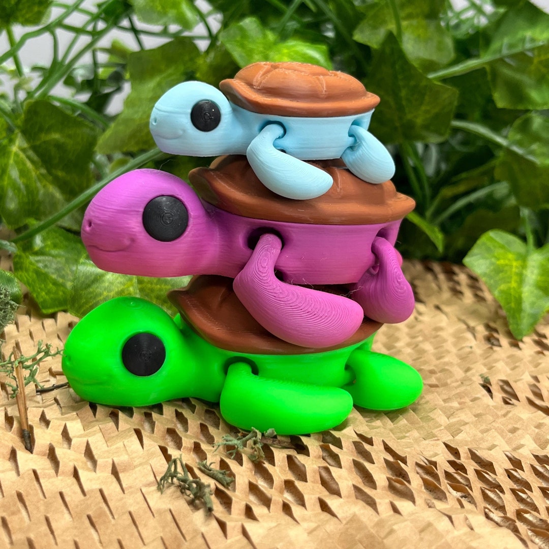 Turtle Family Fidget Toys X3 Mum Dad Baby I Cute Wiggle Toy I Fun Gift ...