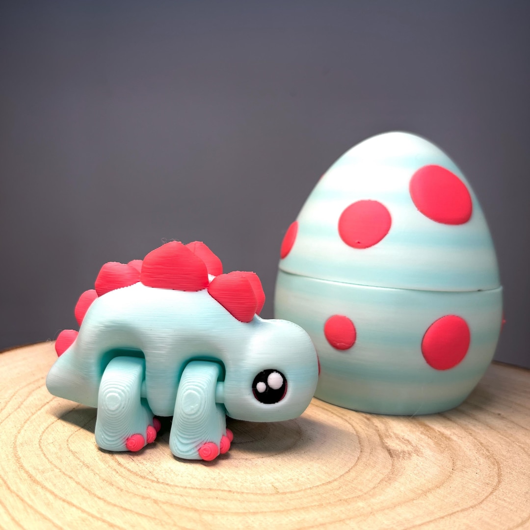 Stegosaurus Dinosaur Fidget Toy With Optional Egg Cute Blue and Pink ...