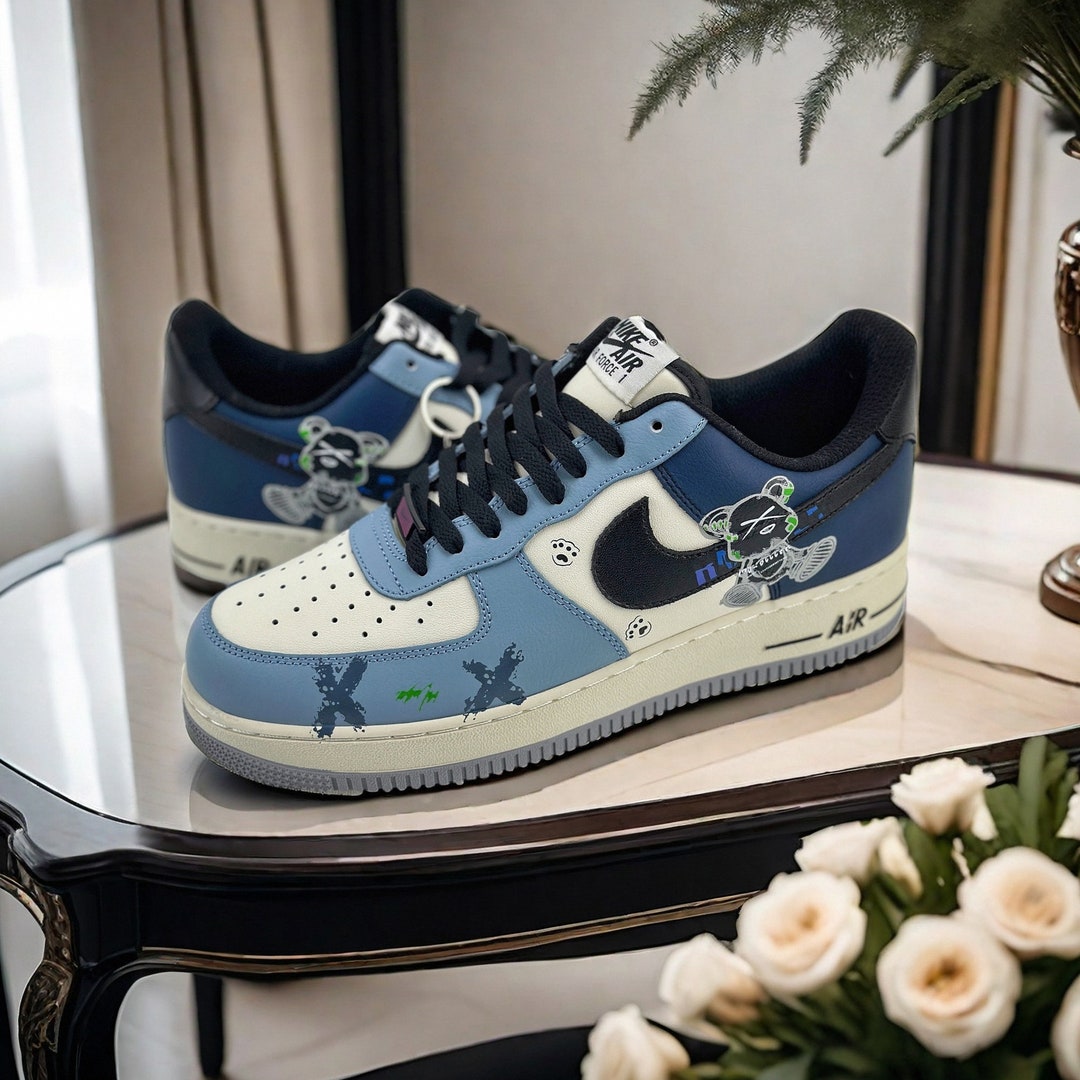Cartoon Bear Pattern Custom Air Force One,hand Painted Sneakers,af1 ...