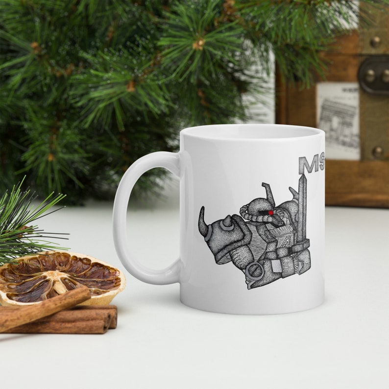 Gouf, Mecha, Animation, Hand Drawn Artwork, White Glossy Mug - Etsy