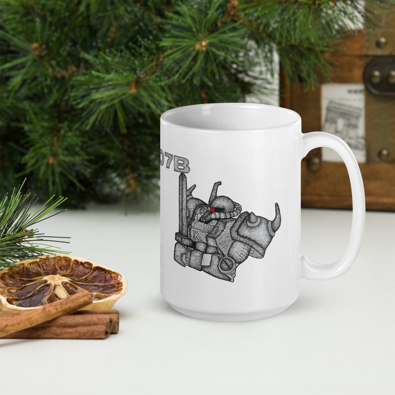 Gouf, Mecha, Animation, Hand Drawn Artwork, White Glossy Mug - Etsy