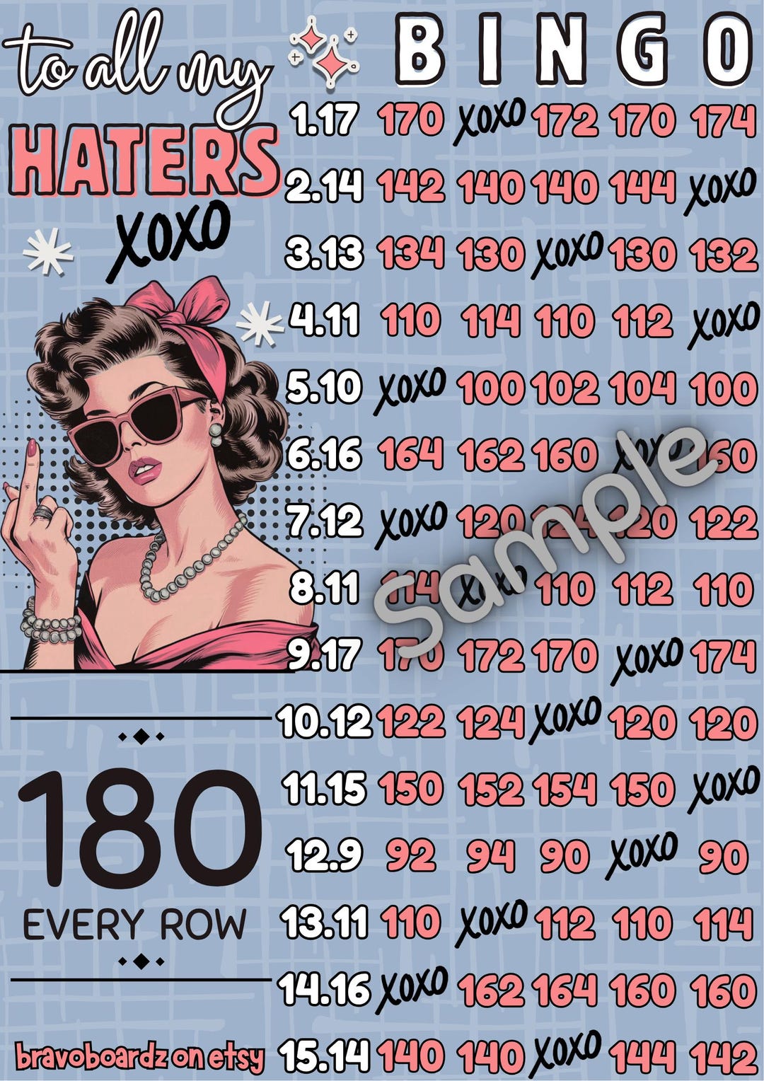 Haters 180 PYP 15 Line Bingo Board With Profit - Etsy