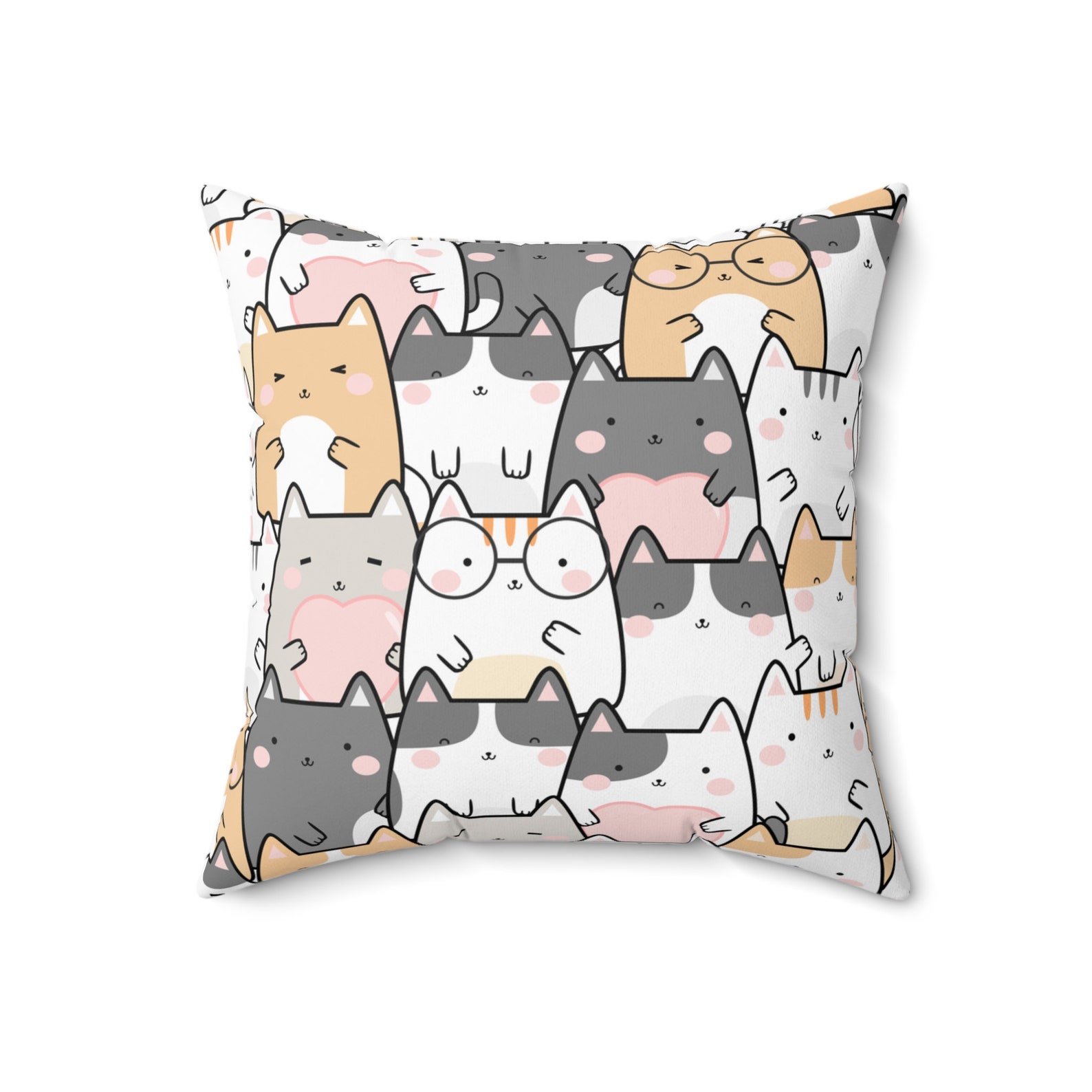 Kawaii Cat Pillow Cute Kawaii Cat Pillow Gift for Cat Mom Cat Decor ...