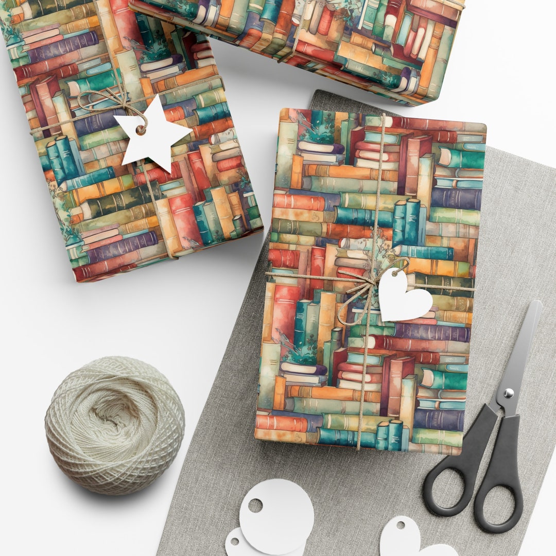 Book Wrapping Paper Library Wrapping Paper Book Theme Gift Wrap ...