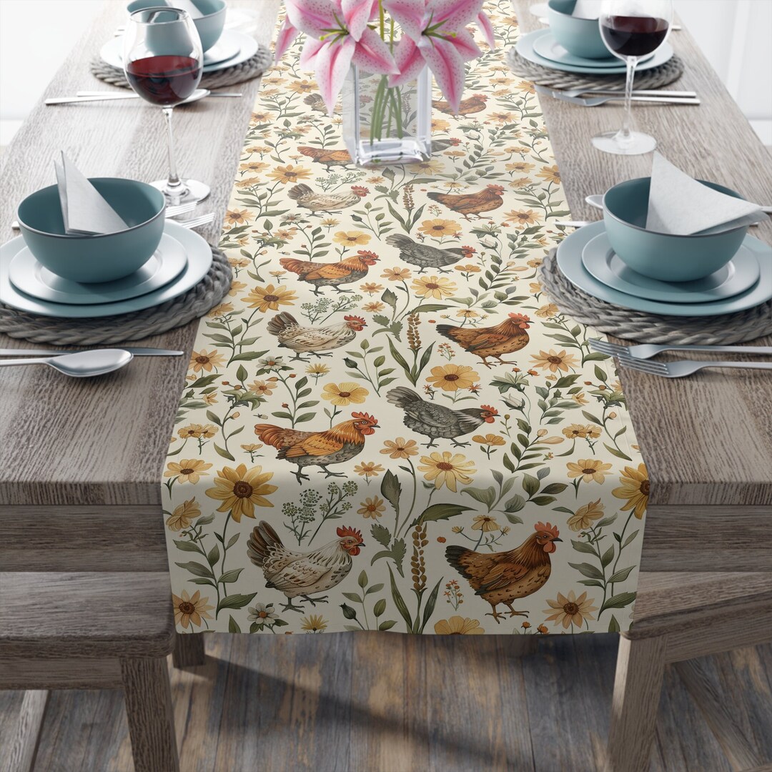 Farmhouse Chicken Table Runner | Chickens Table Runner | Chicken Lover ...