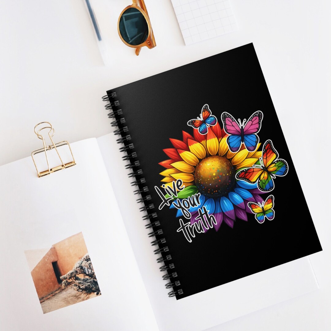 Pride Notebook Live Your Truth Journal Rainbow Pride Sunflower Notebook ...
