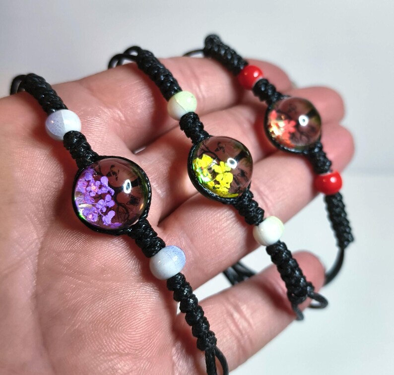 Tree of Life Round 3D Set of 3 Bracelets, Glass Ball Handmade Bracelet ...