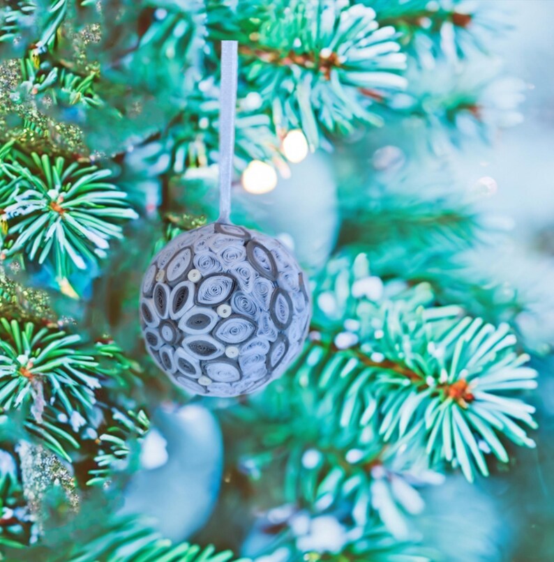 Elegant White and Gray Quilling Ball - Handmade Paper Ornament - Etsy