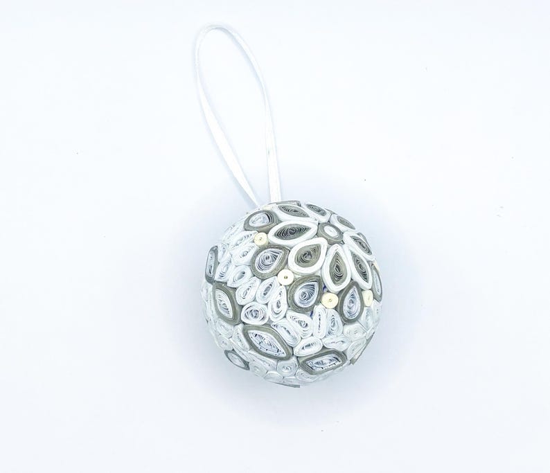 Elegant White and Gray Quilling Ball - Handmade Paper Ornament - Etsy