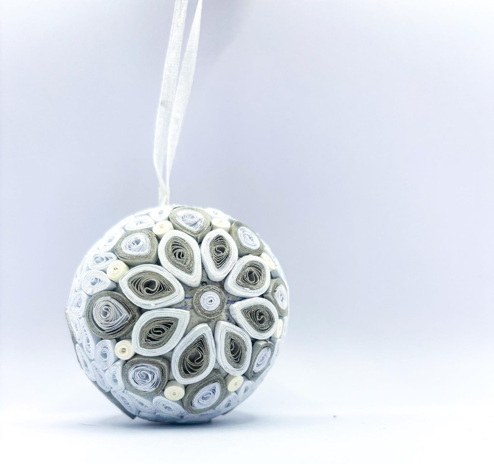 Elegant White and Gray Quilling Ball - Handmade Paper Ornament - Etsy