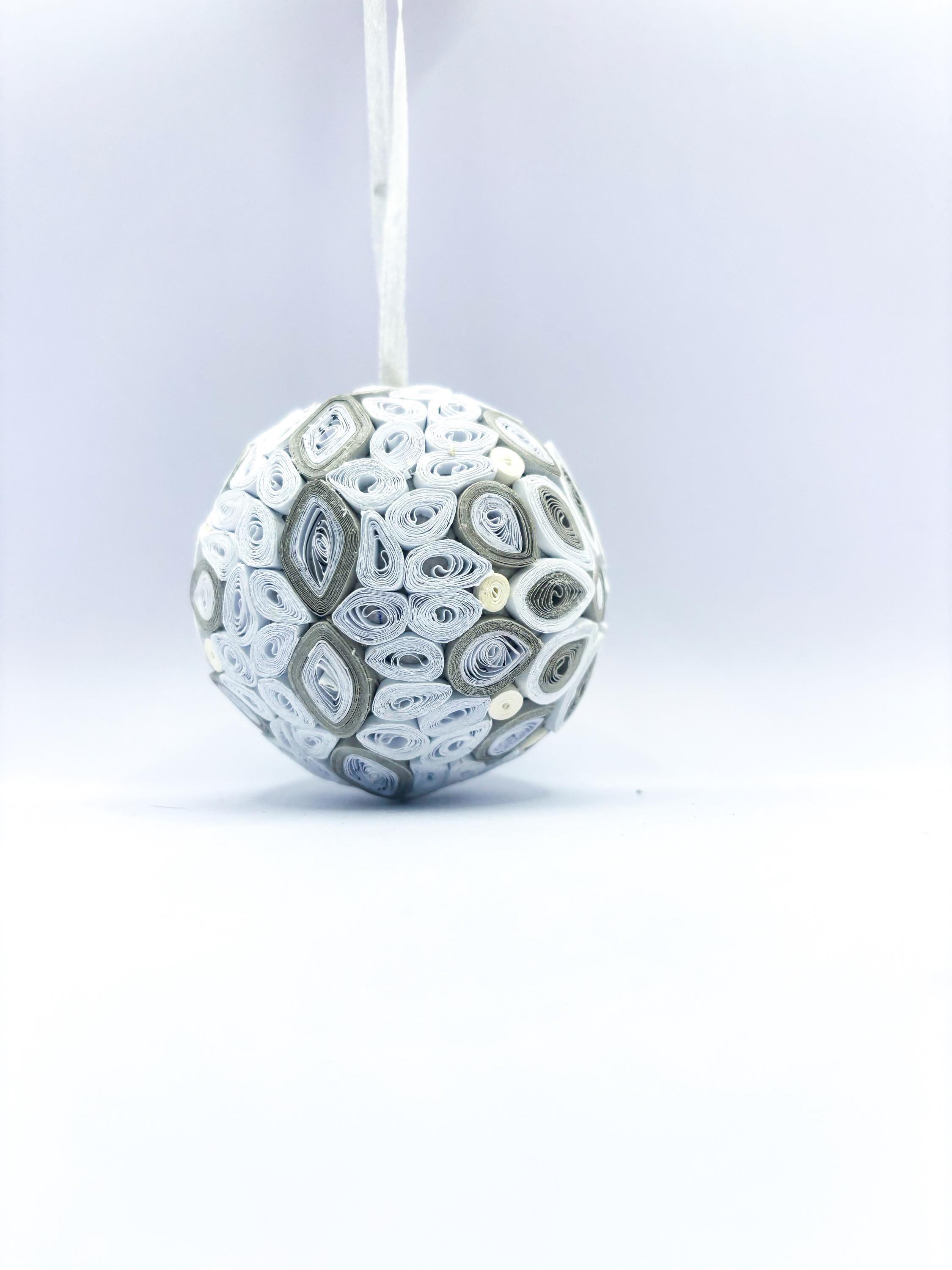 Elegant White and Gray Quilling Ball - Handmade Paper Ornament - Etsy