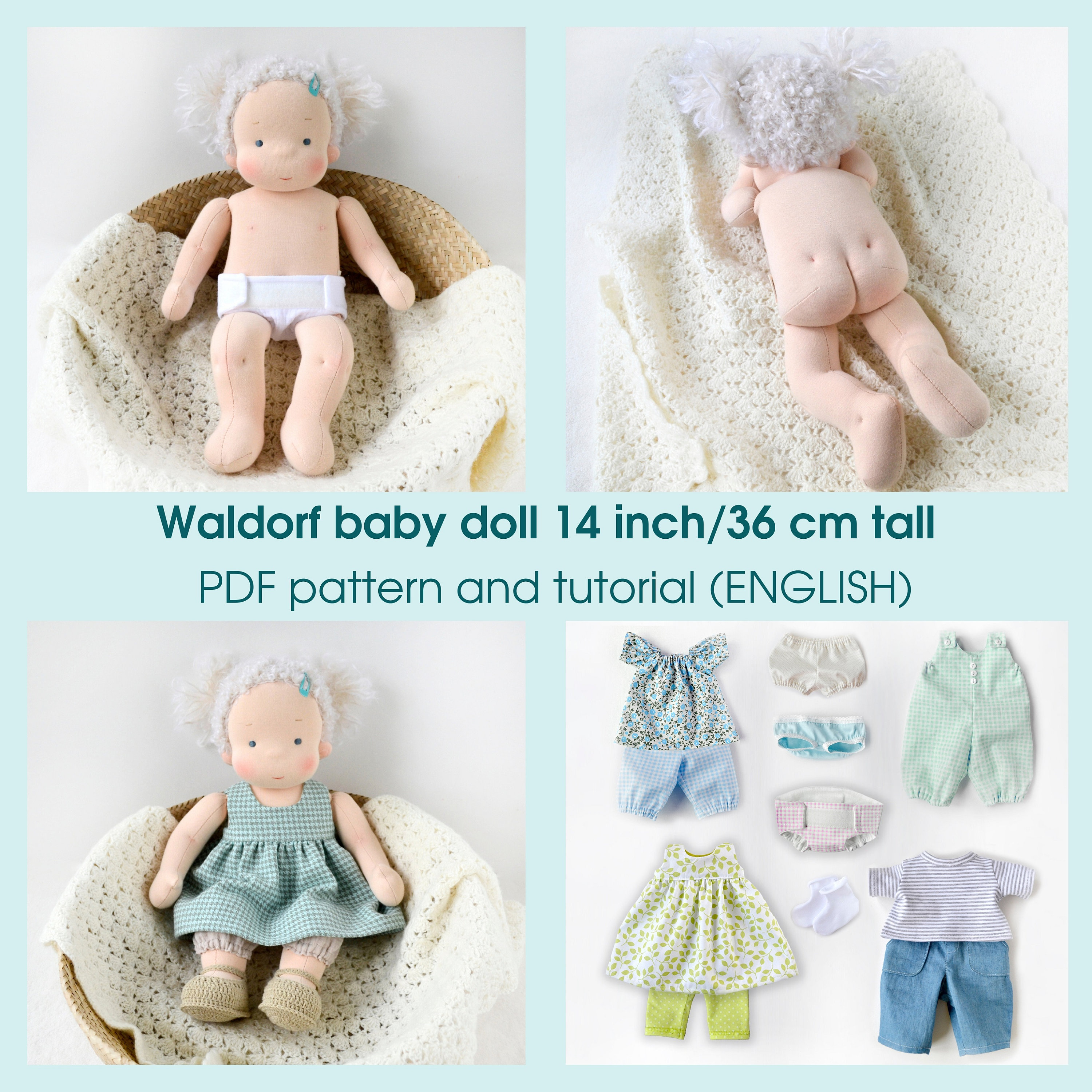 14 Inch/36 Cm Waldorf Baby Doll. PDF Sewing Pattern and Tutorial. Doll Clothes Patterns as a ...