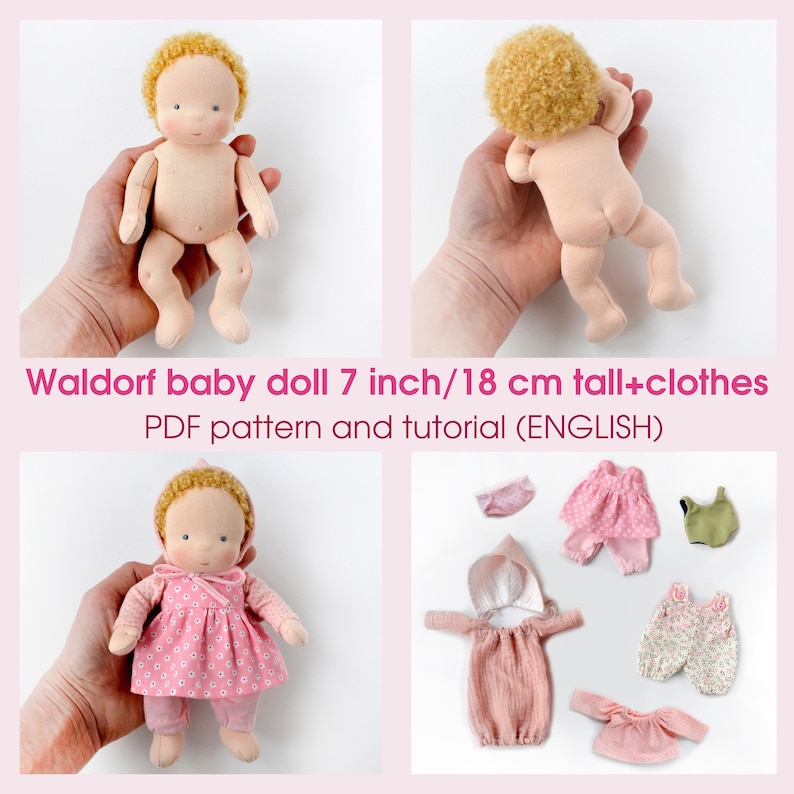 7 Inch/ 18 Cm Waldorf Baby Doll. PDF Sewing Pattern and Tutorial. Doll Clothes Patterns as a ...