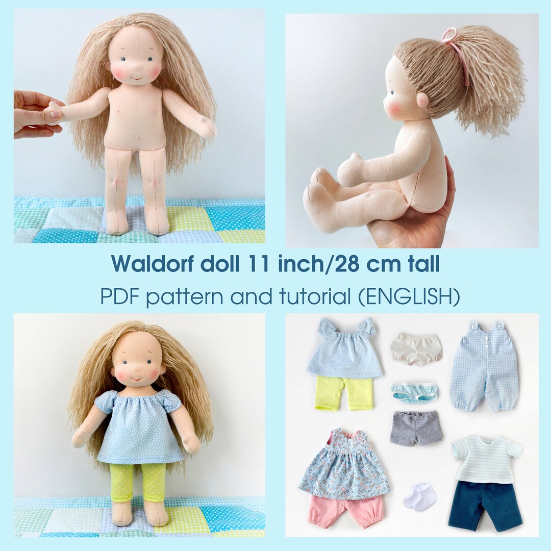 11 Inch/28 Cm Waldorf Doll. PDF Sewing Pattern and Tutorial. Doll Clothes Patterns as a Bonus ...