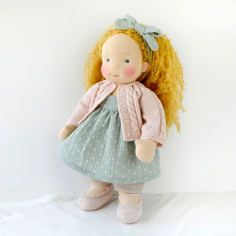 14-16’’/36-40 Cm Waldorf Doll Knitted Cardigan and Crochet Booties PDF ...