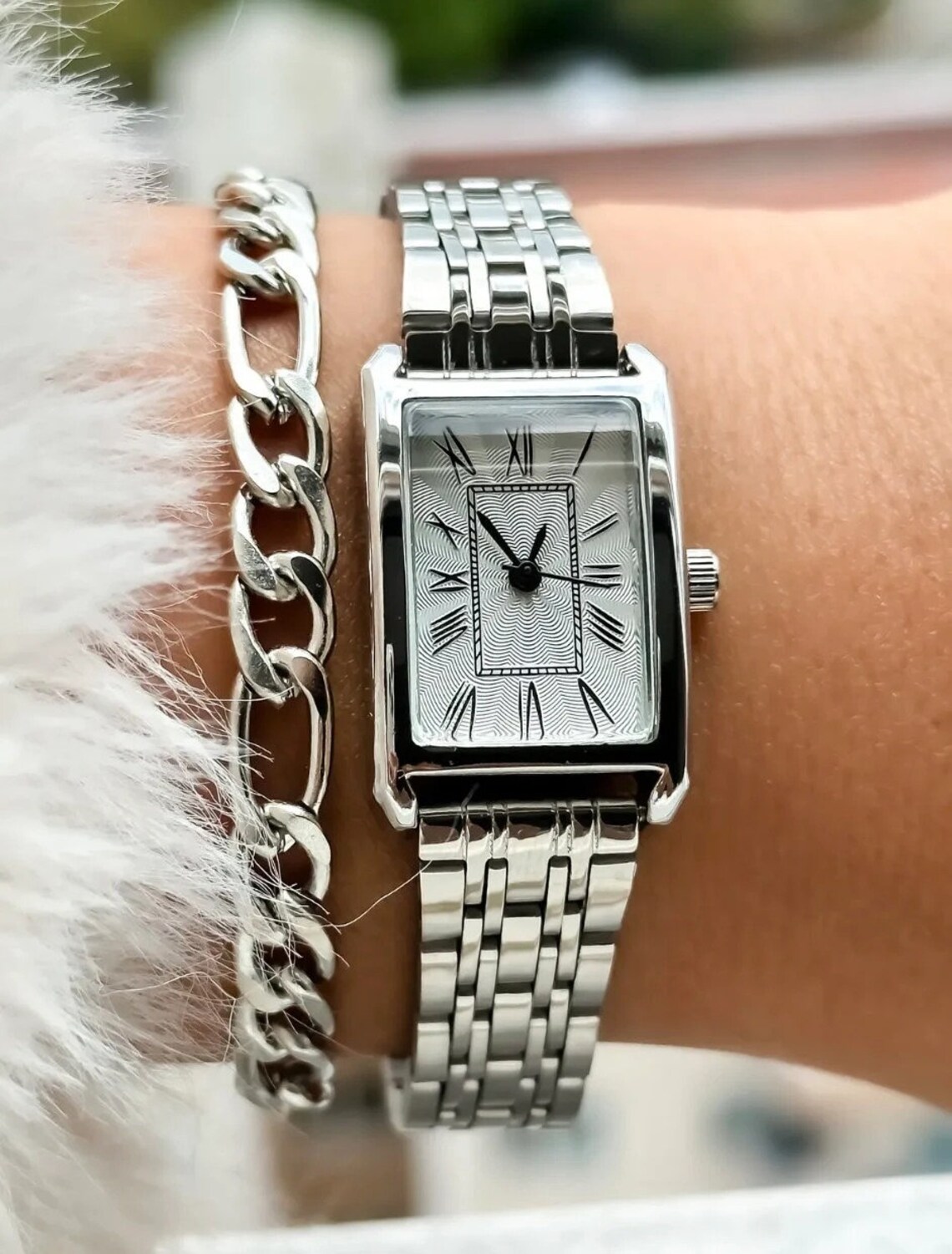 Elegant Vintage Minimalist Silver Women's Watch Square Design Watch for ...