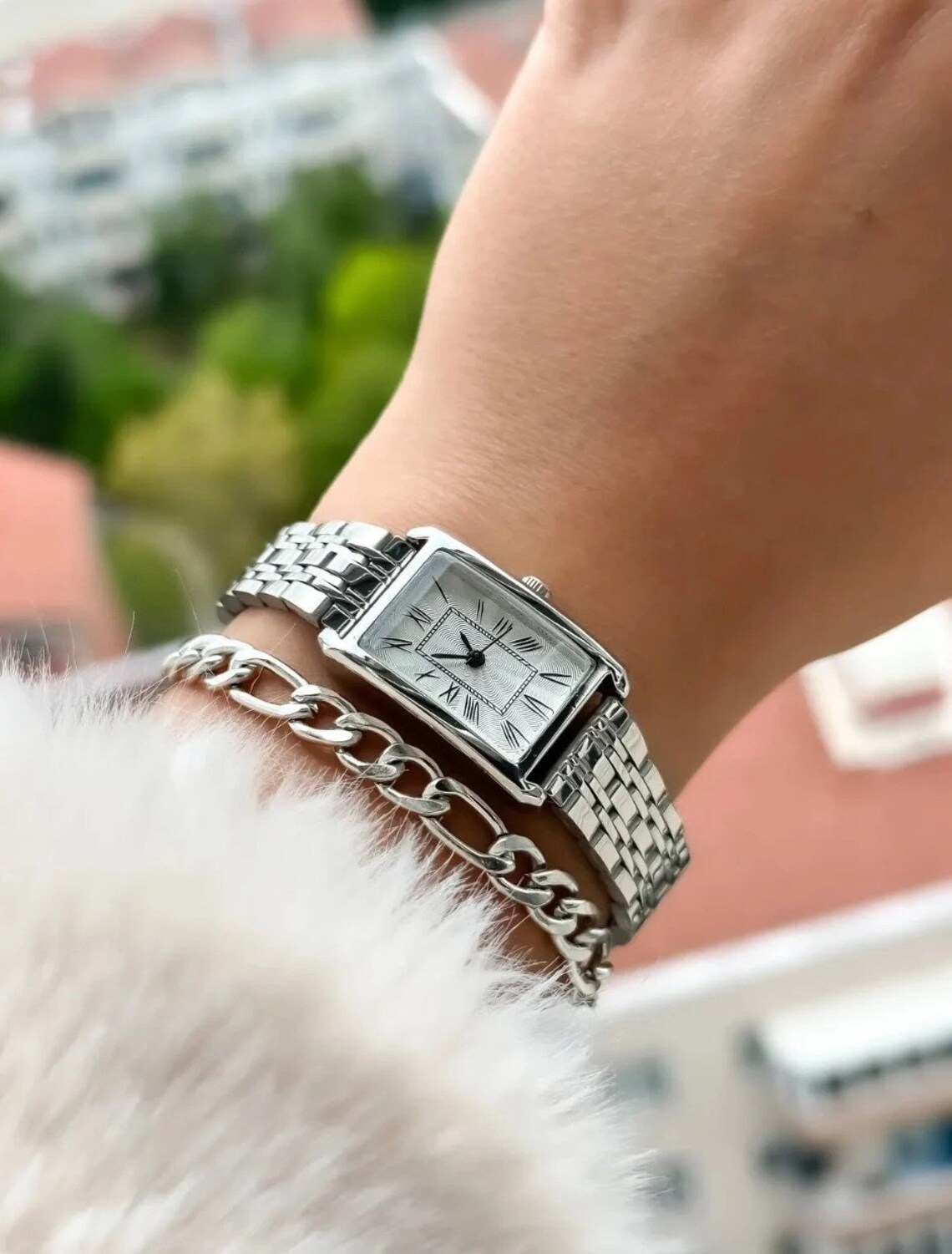 Elegant Vintage Minimalist Silver Women's Watch Square Design Watch for ...