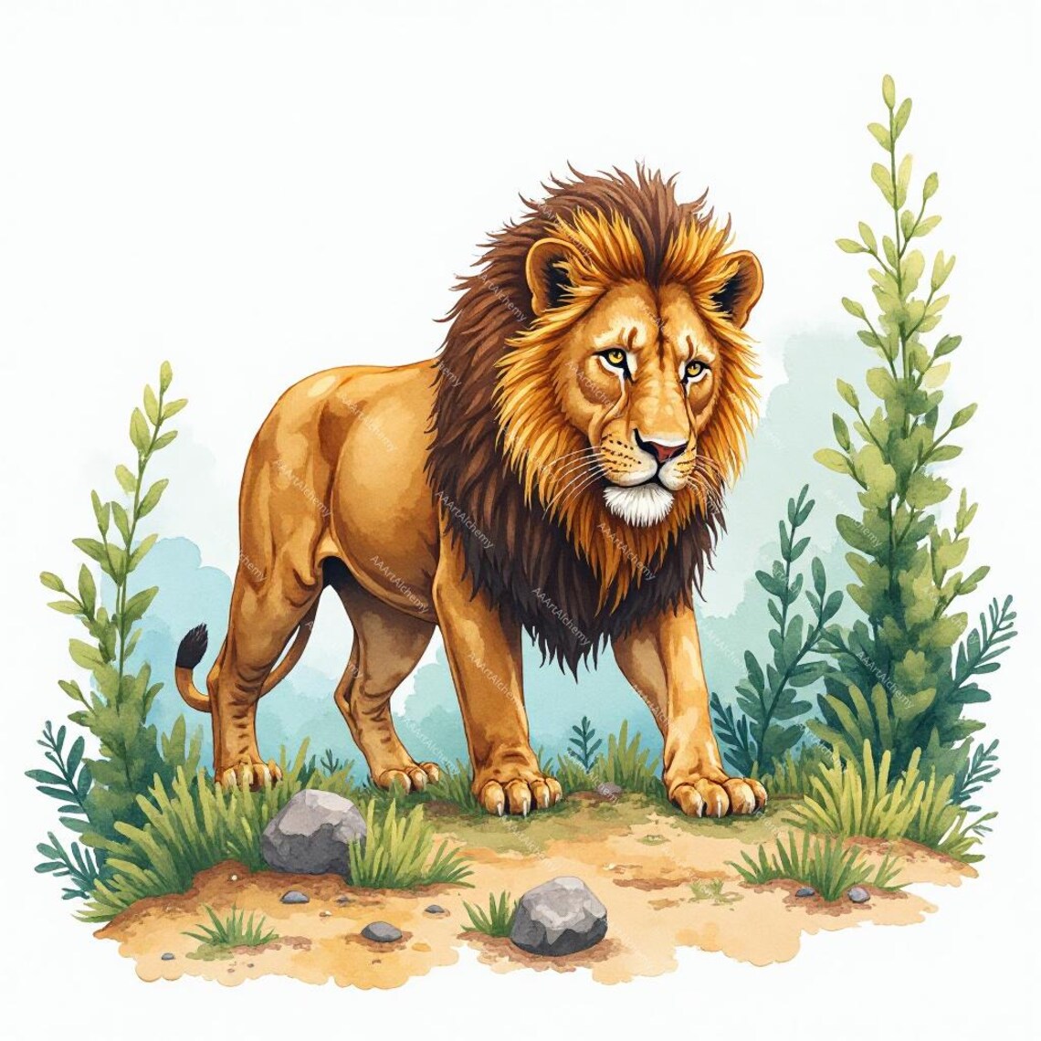 15 Clipart, Printable Watercolor Clipart, Lion, Wild Animal, High ...