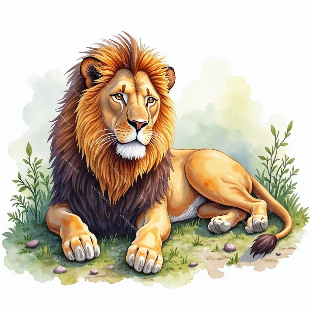 15 Clipart, Printable Watercolor Clipart, Lion, Wild Animal, High ...