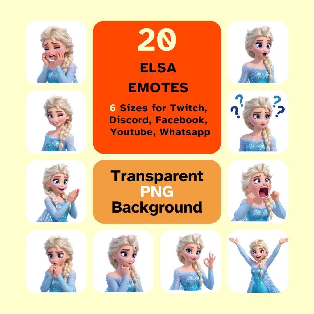 Elsa (frozen) Emotes Bundle: Twitch, Discord, Youtube (digital Download ...