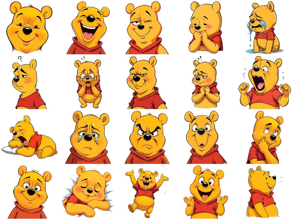 20 Emotes Bundle, Winnie the Pooh, Cute Bear, Multiple Sizes for Twitch ...