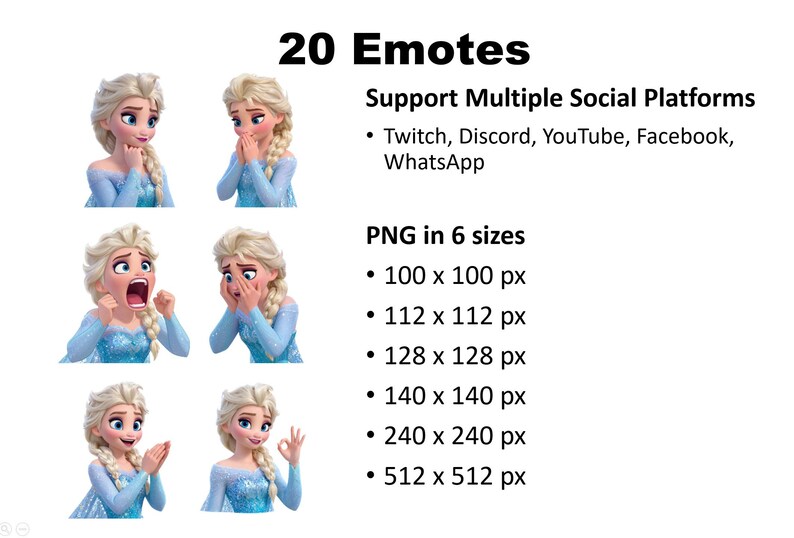 Elsa (frozen) Emotes Bundle: Twitch, Discord, Youtube (digital Download ...