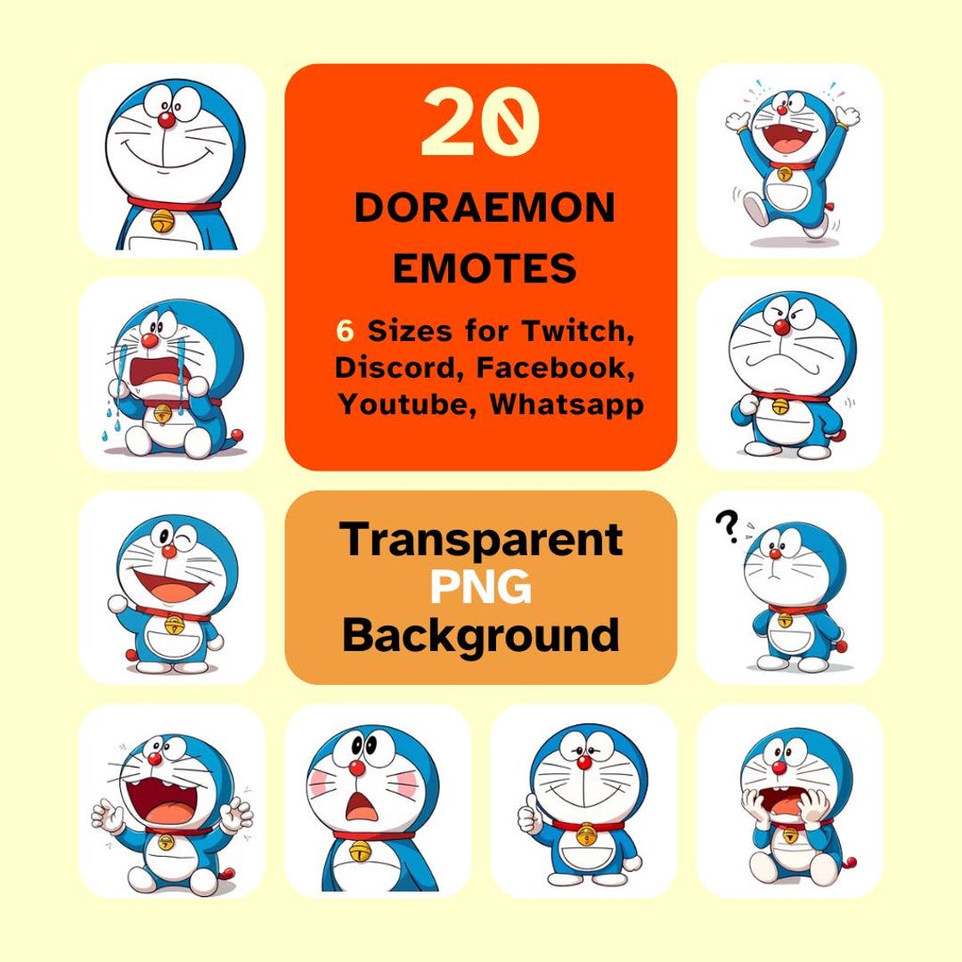 Doraemon Emotes Bundle: Twitch, Discord, Youtube (digital Download) - Etsy