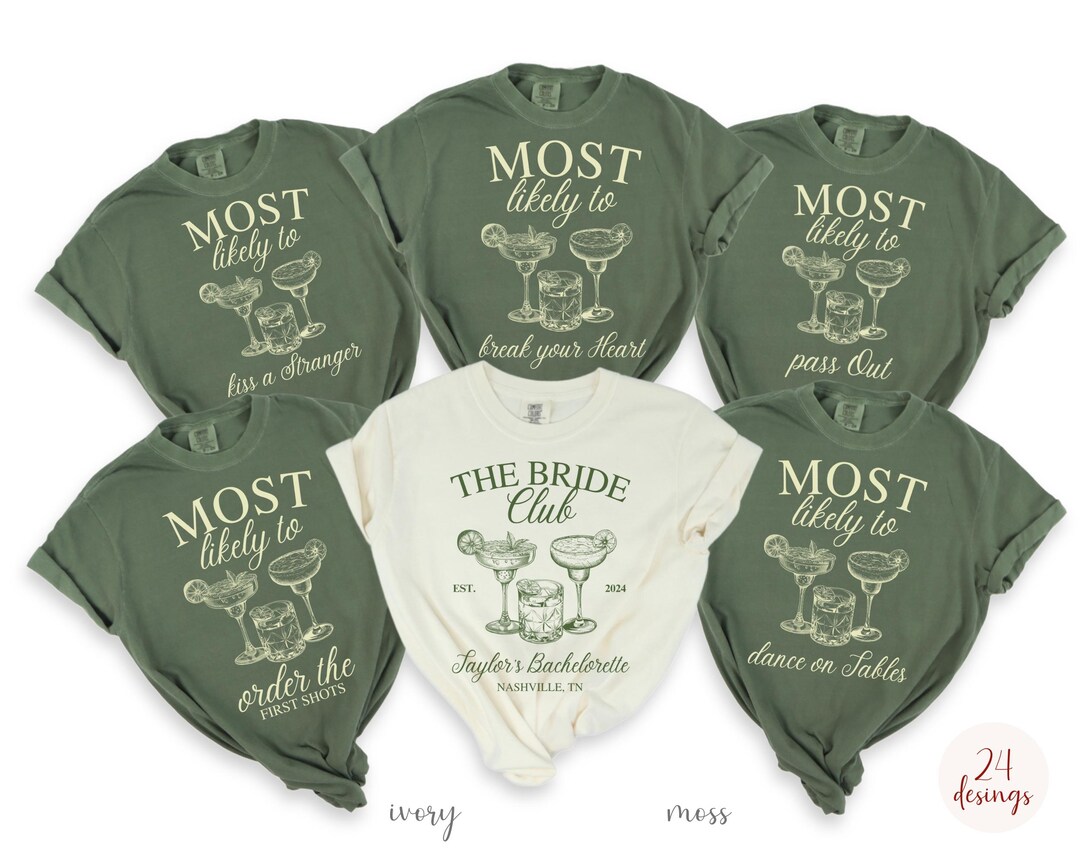 Custom Bachelorette Party Matching Shirts Most Likely to Bach Tee ...