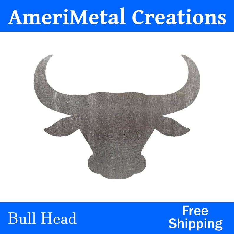 Bull Head Metal Cutout Shape, Wall Art Decoration for Home, Farmhouse ...