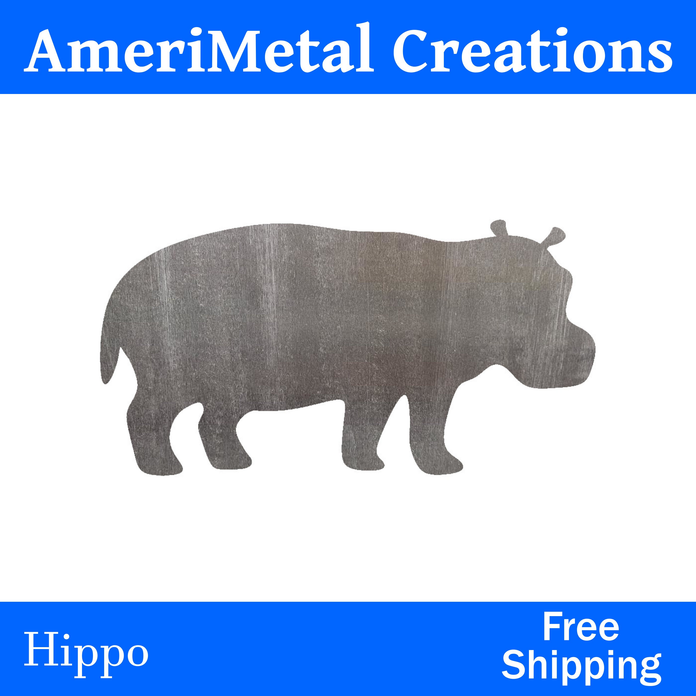 Hippo Metal Cutout Shape, Wall Art Decoration for Home, Farmhouse Style ...